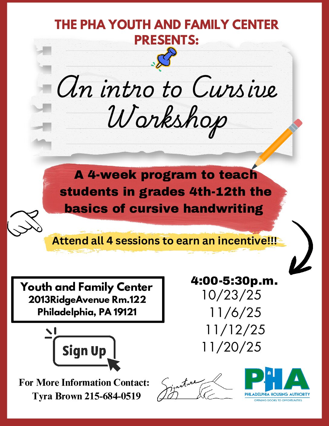 An Intro to Cursive Workshop | Philadelphia Housing Authority